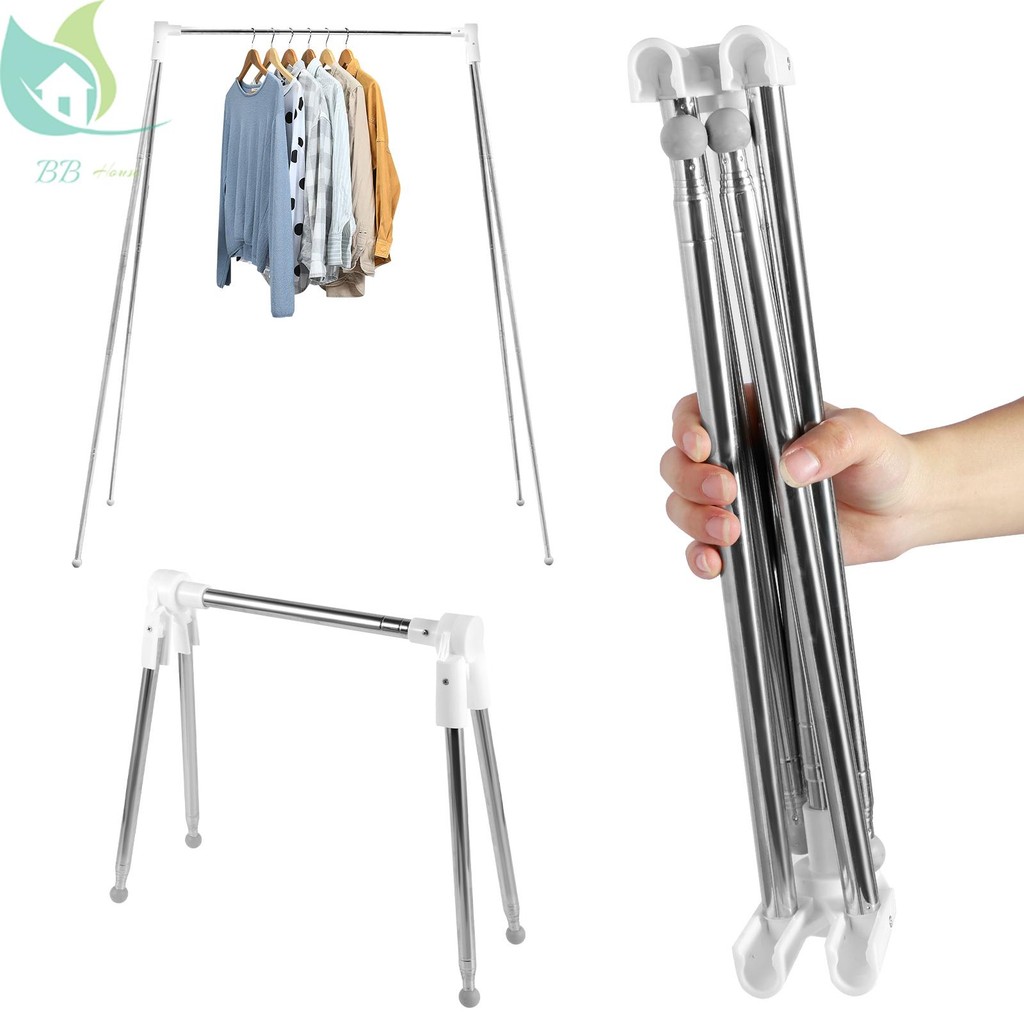 Travel Garment Rack Stainless Steel Foldable Clothing Rack Retractable ...