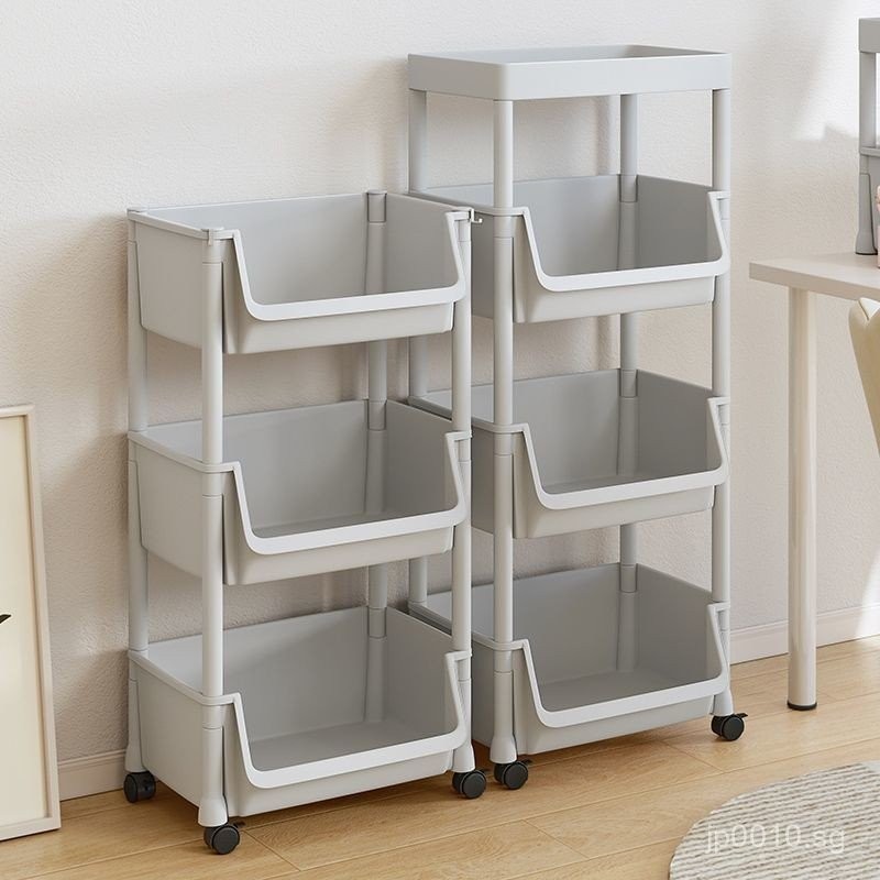 sg Schoolbag Storage Rack Trolley Movable Bookshelf with Wheels Small ...