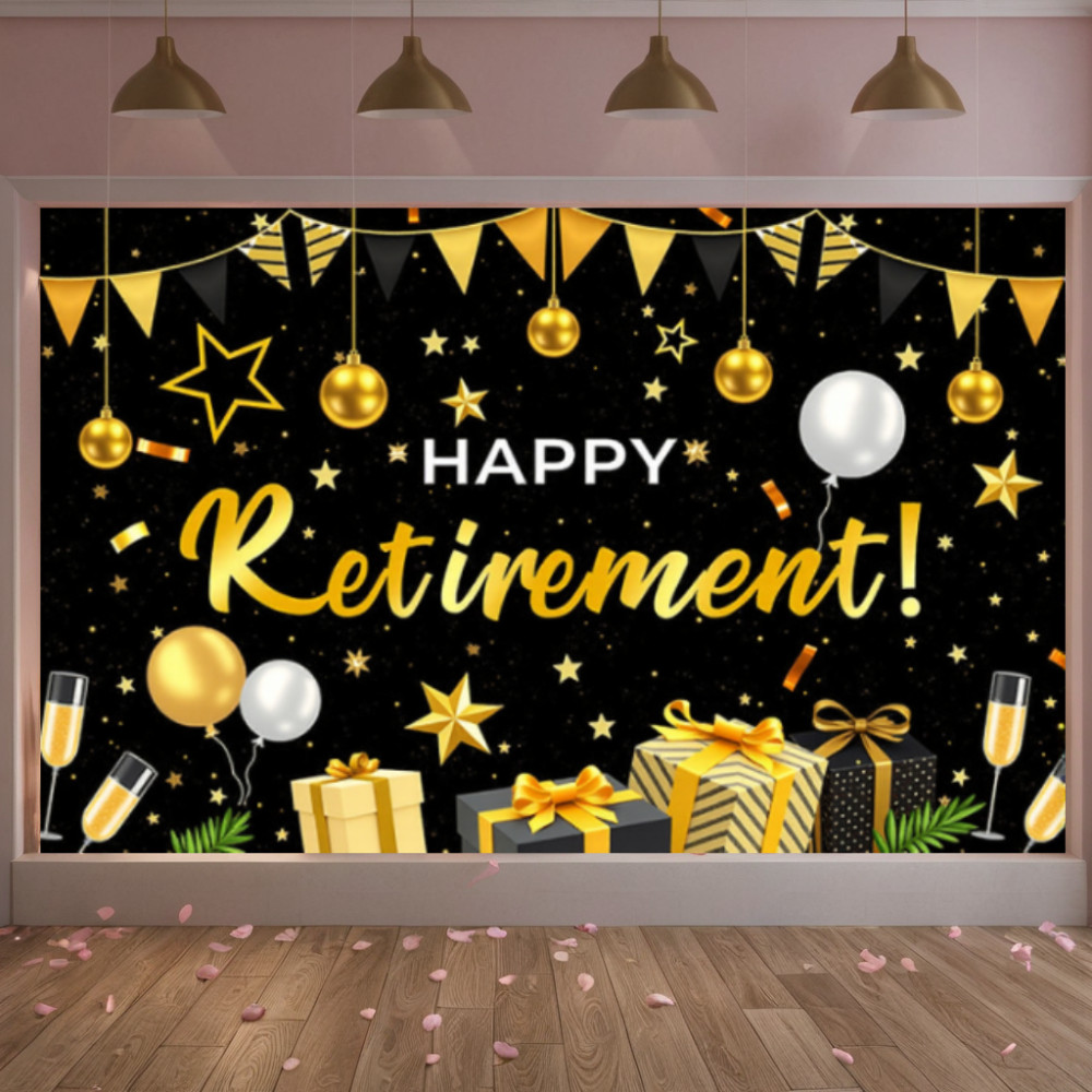 180X110cm Happy Retirement Party Decorations Large Fabric Retirement ...