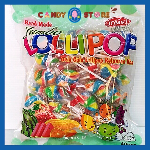 Jumbo Rainbow Fruit Lollipop 40pcs party goodies bag wedding doorgift ...