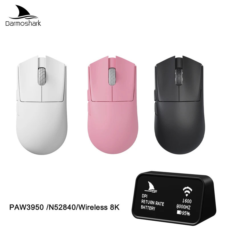 Darmoshark M3 Micro Pro Gaming Mouse PAW3950 8K Wireless Bluetooth Tri ...