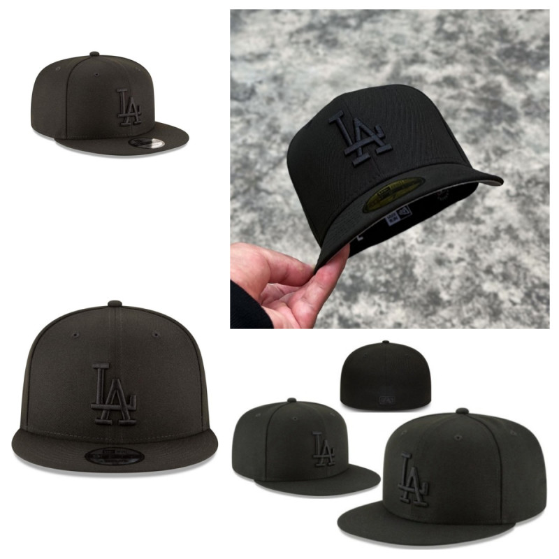 M.L.B Black on Black Los Angeles Dodgers 59FIFTY Fitted Cap New Era Cap ...
