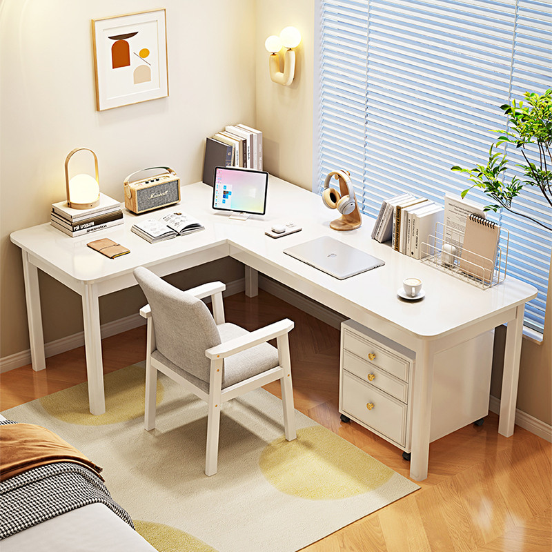 Solid wood bedroom L-shaped computer corner home study room corner ...