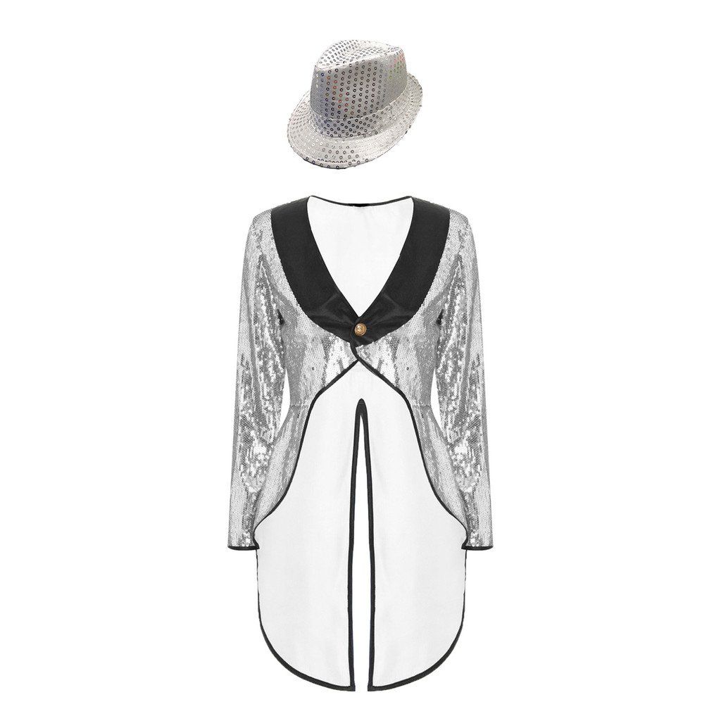 iixpin Womens Magician Costume Set Long Sleeve One-Button Patchwork ...