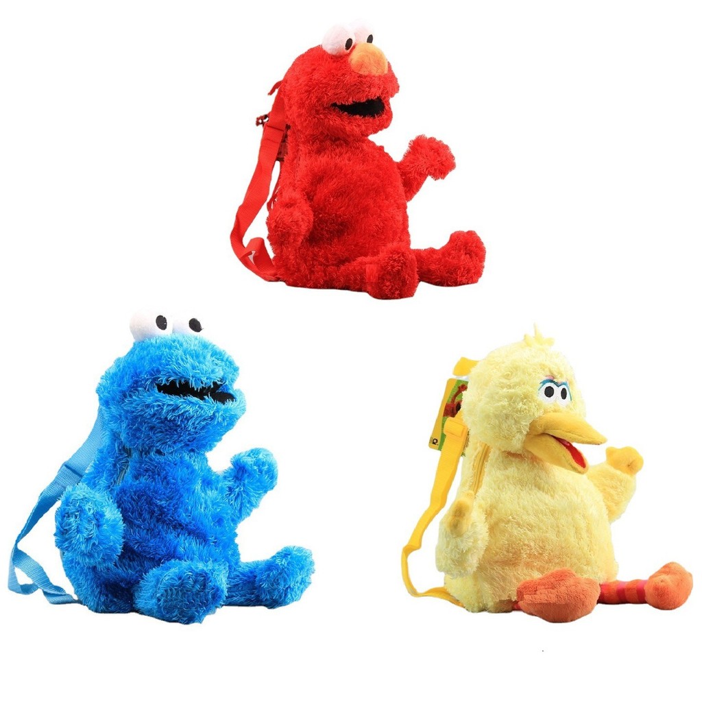 Sesame Street Plush Backpack Elmo Cookie Monster Big Bird School Bag ...