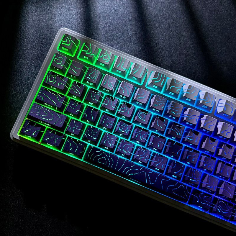 134 Keys Grey Topographic 4.0 Side-lit RGB Backlit Keycaps Cherry ...