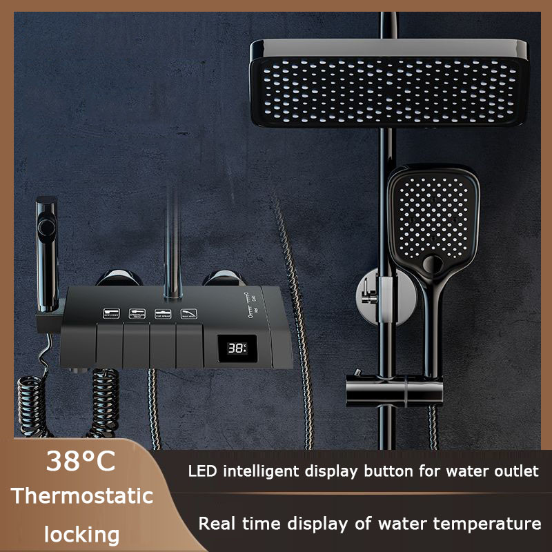 Brass 4 in 1 Square Key Button Switch Design Hot and Cold Shower Head ...