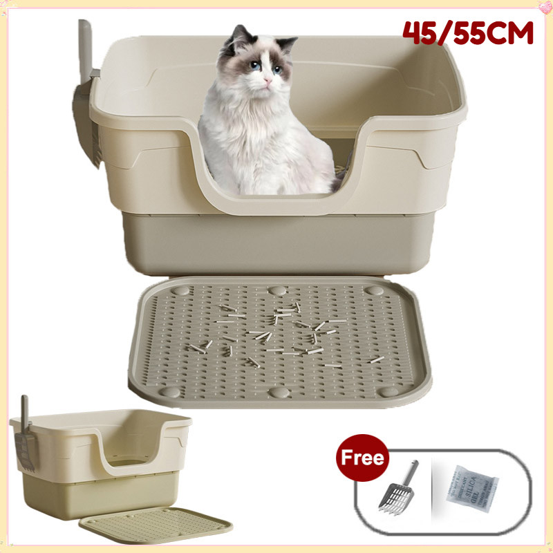 55CM Cat Litter Box Extra Large Cat Litter Toilet with Scoop and Pad ...