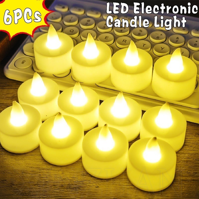 6Pcs LED Electronic Candle Light - Mini Simulated Candle Table Lamp ...