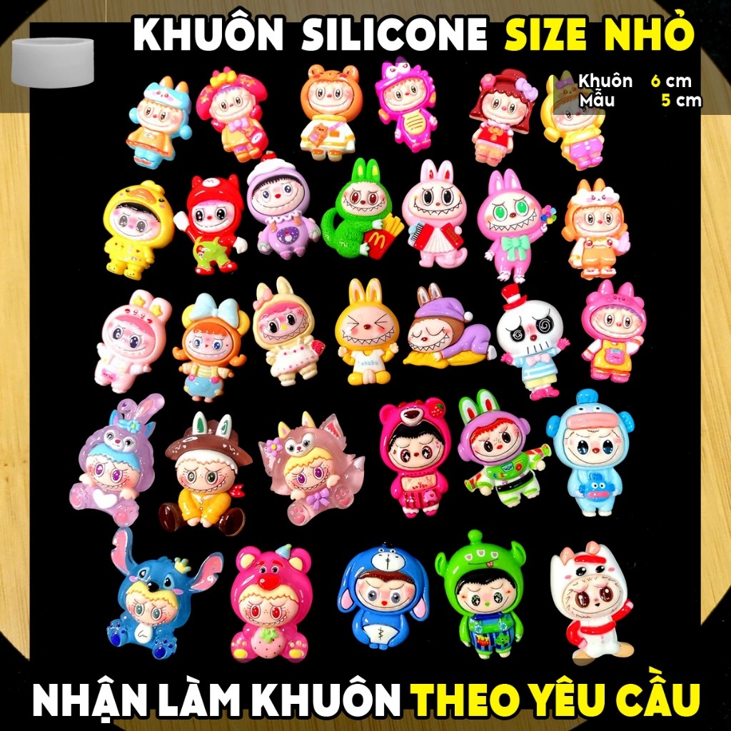 Labubu 2D silicone molds with many models, DIY molds, cake molds, jelly ...