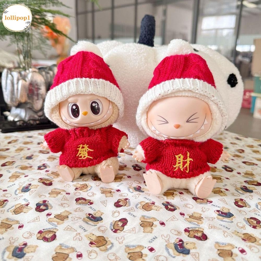 LOLLIPOP1 Labubu Doll's Clothes, Greetings Get Rich Sitting Labubu Time ...