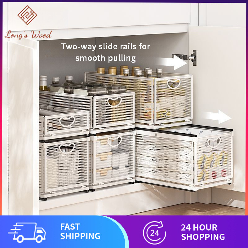 (SG STOCK) Snack and Miscellaneous Storage Box Pull-out Storage Basket ...