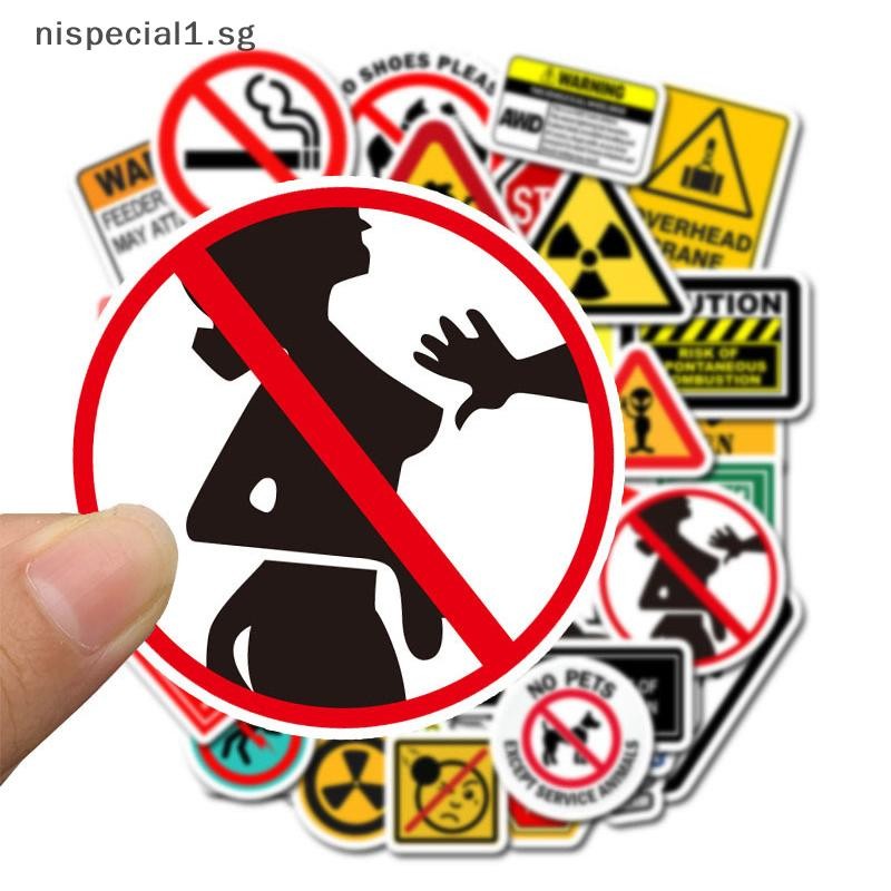 [nispecial1] 50pcs Cartoon Warning Stickers Danger Banning Skateboard ...