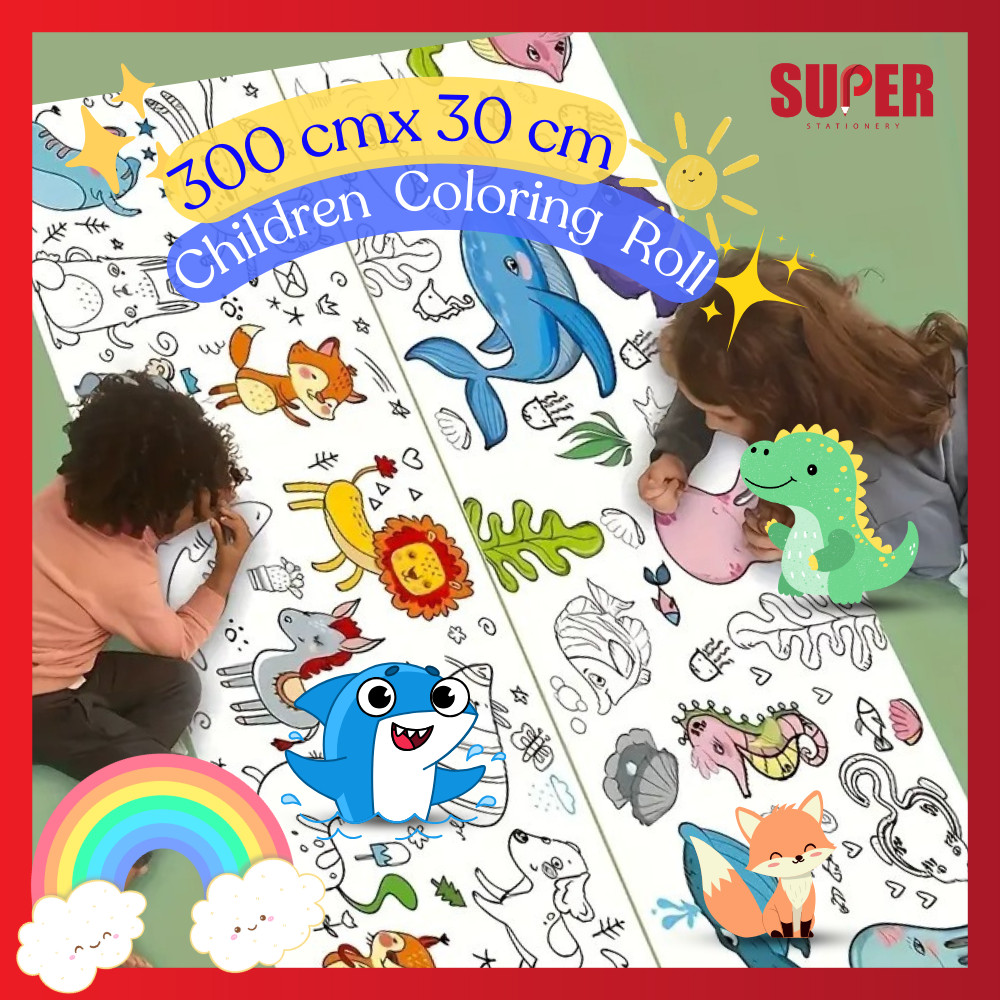 [Super Stationery] 300 Cm / 1200 Cm Coloring Paper Long Paper Kids ...