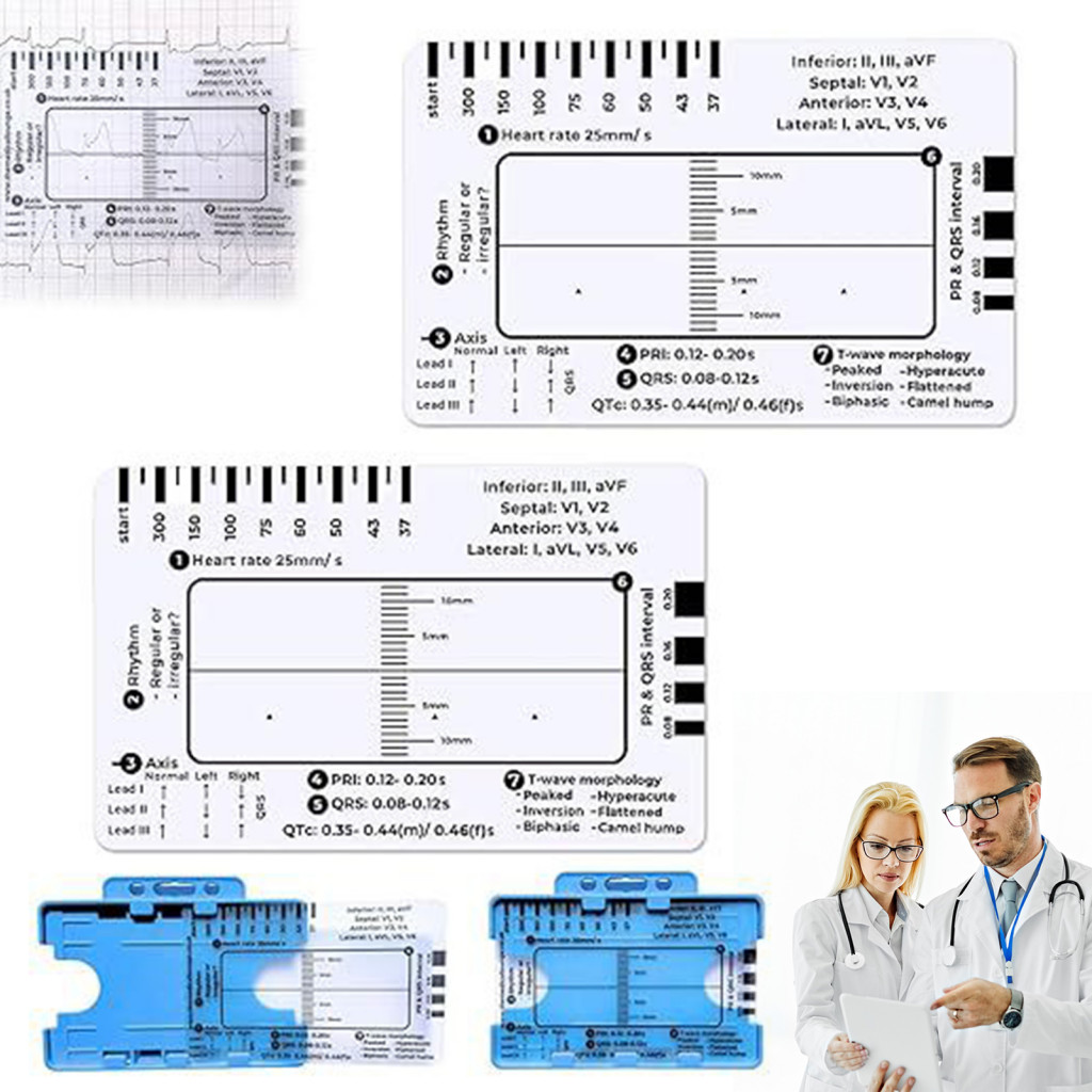Lightweight Ekg Ruler Pocket Ekg Ruler Card for Easy Electrocardiogram ...