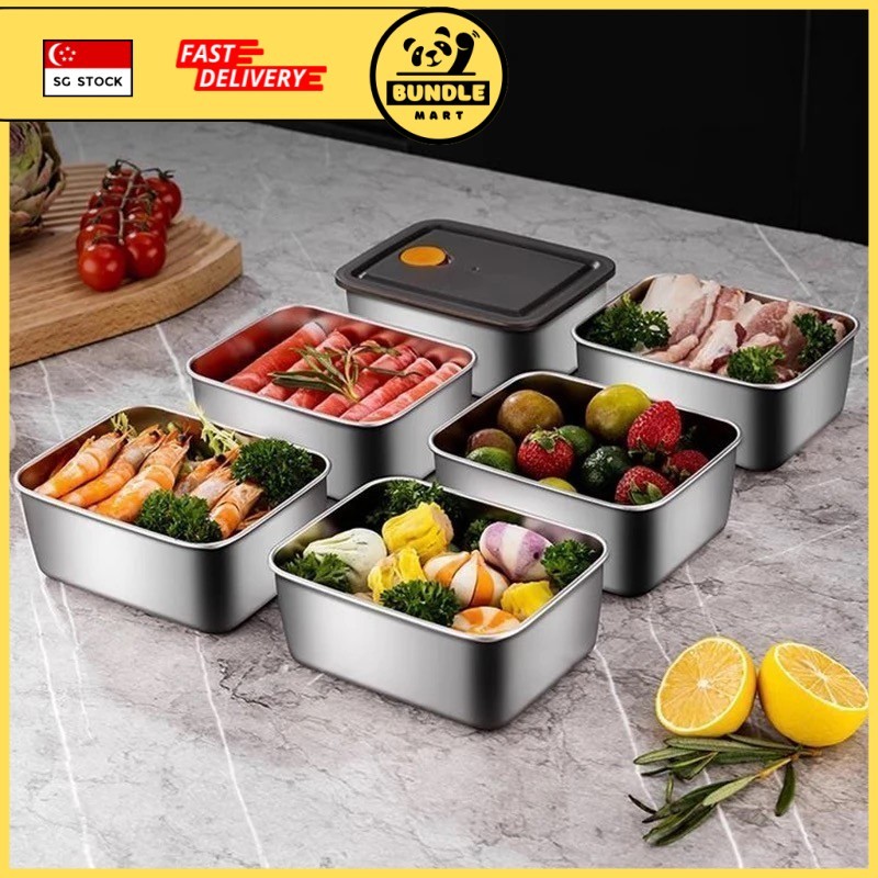 (BundleMart) Stainless Steel Air Tight Rectangular 600ML Container with ...