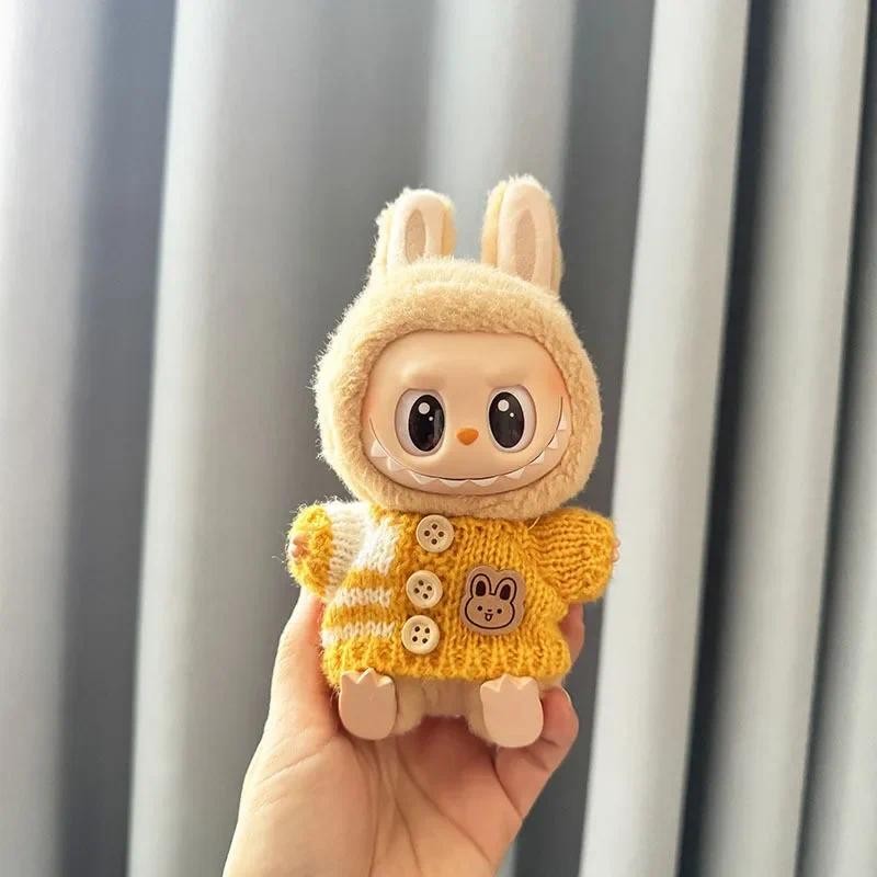 For 17 cm Labubu Clothes Labubu Sitting Party Bear Label Scarf Hat ...
