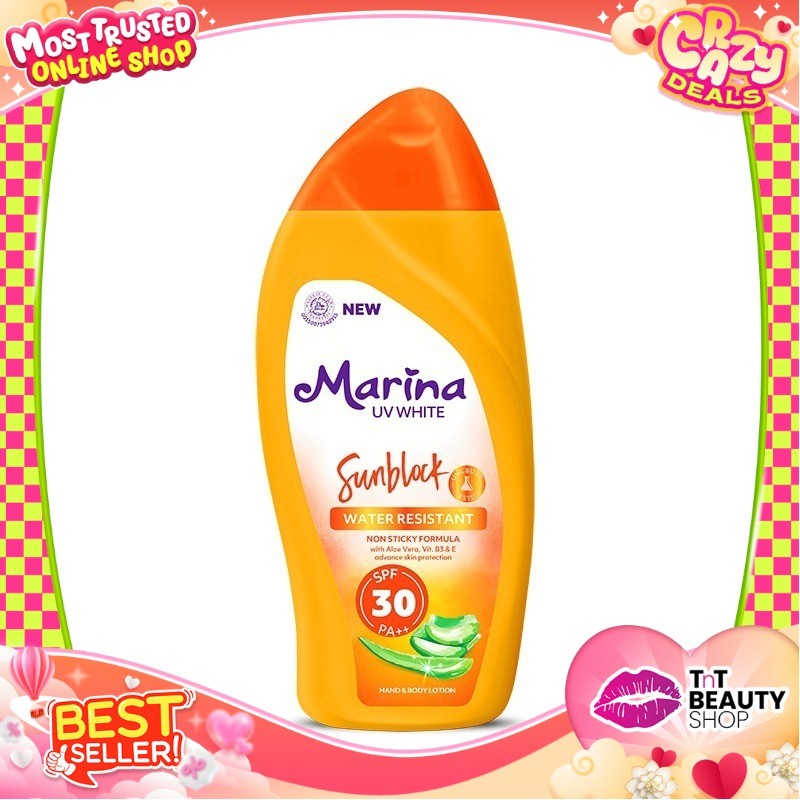 Marina UV White Sunblock SPF 30 -170 ml | TnT Beauty Shop | Shopee ...