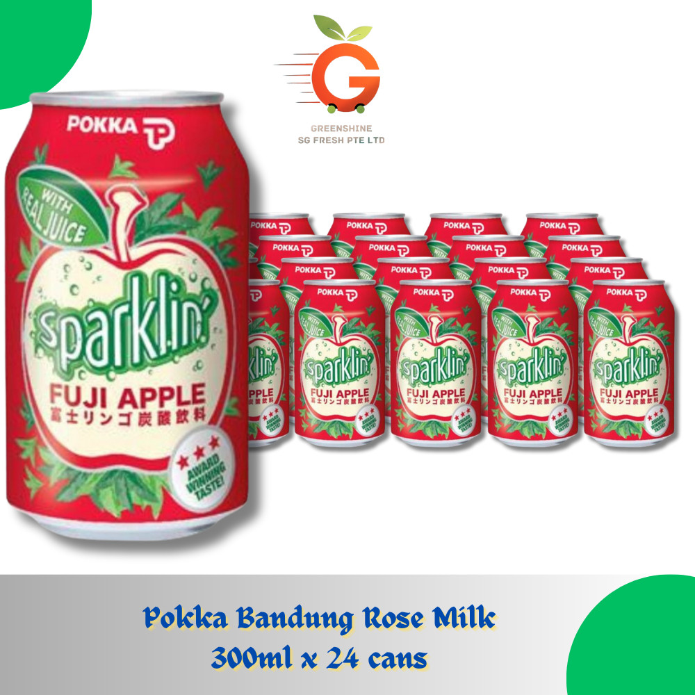 [GreenshineSg] Pokka Sparkling Fuji Apple 300ml x 24 | Shopee Singapore