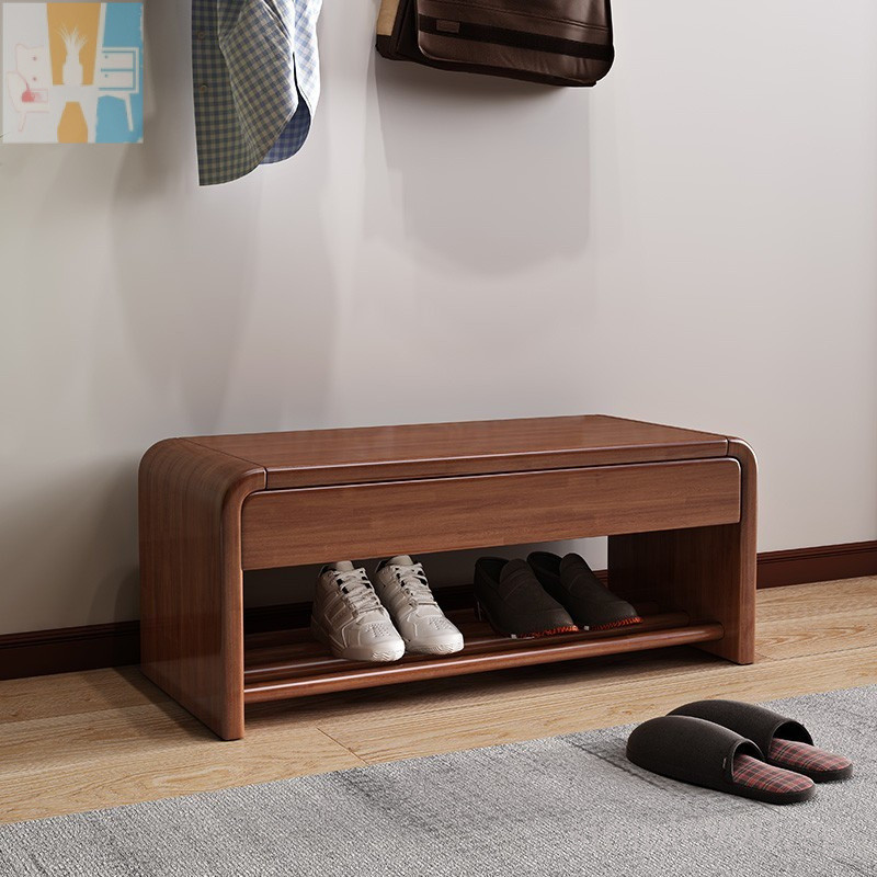 Nordic Solid Wood Shoe Changing Bench Shoe Cabinet Integrated Home ...
