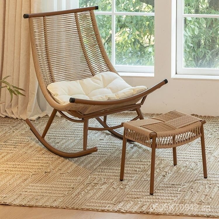 Rocking Chair Garden Lazy Rattan Chair Balcony Leisure Rocking Chair ...