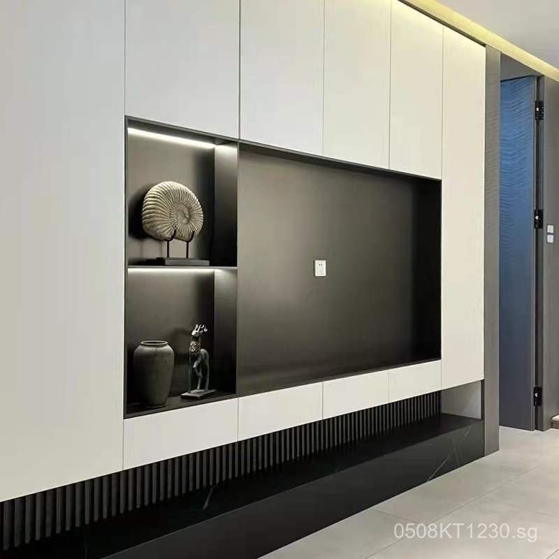 Background Wall Embedded Full Stainless Steel TV Wall Built-in Niche ...