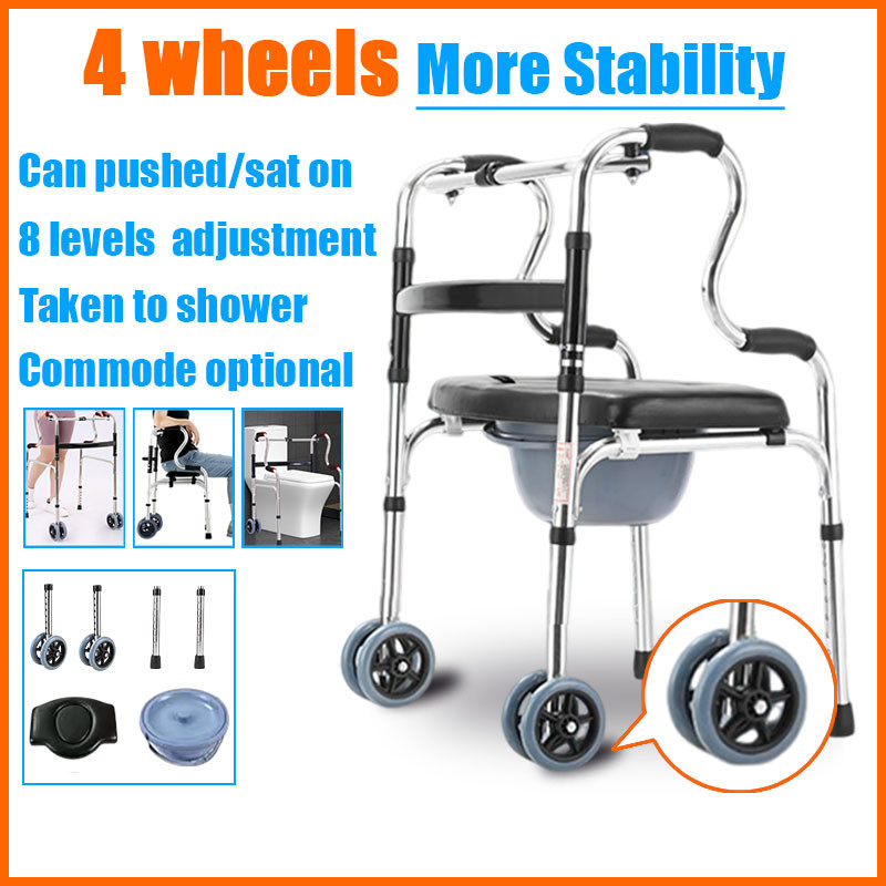 【NEW】4 Wheel Walking Aid for the Elderly With Wheels Toilet Walking Aid ...