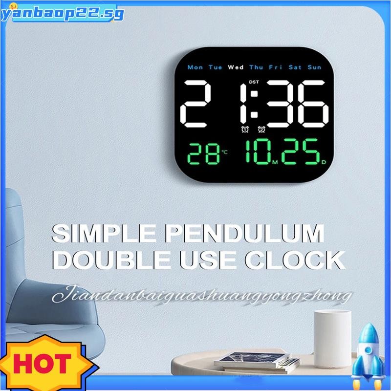 Digital LED Wall Clock With Remote Control Temperature Time Week Date ...
