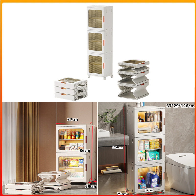 Folding Storage Cabinet Multi-layer Home Bathroom Cabinet Children's ...