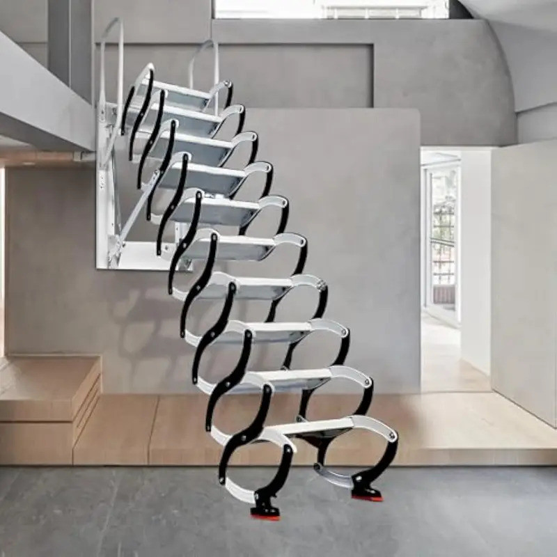 12 Steps Attic Ladder Pull Down System, 882LBS Capacity Folding Ladder ...