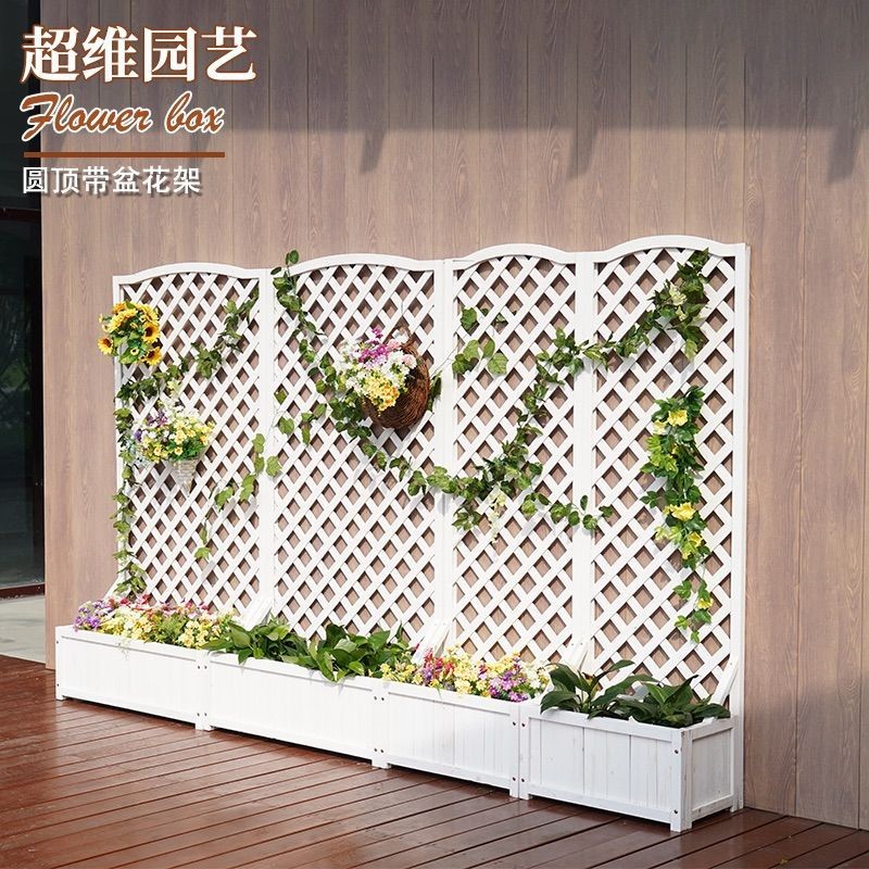 Flower Box Flower Stand Outdoor Antiseptic Wood Garden Flower Pot Grid ...