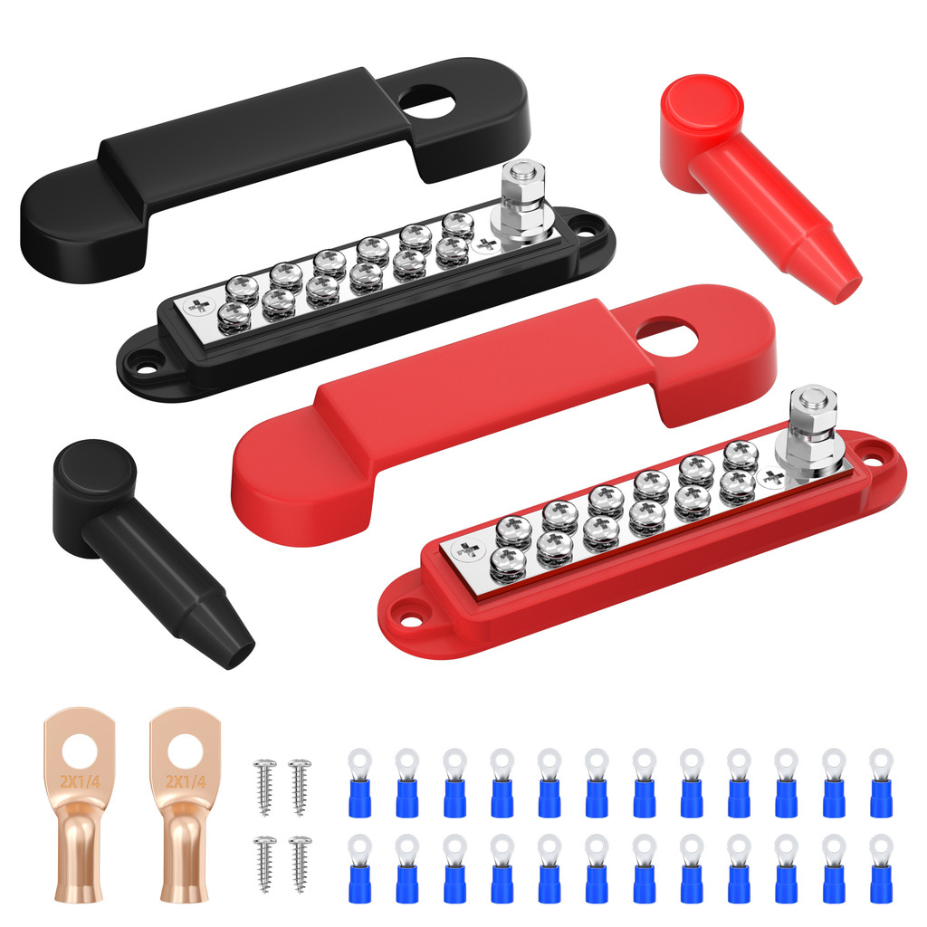 DaierTek Power Distribution Block 12V 150A 1/4" Stud Marine Bus Bar 12 Volt DC Battery Busbar ...