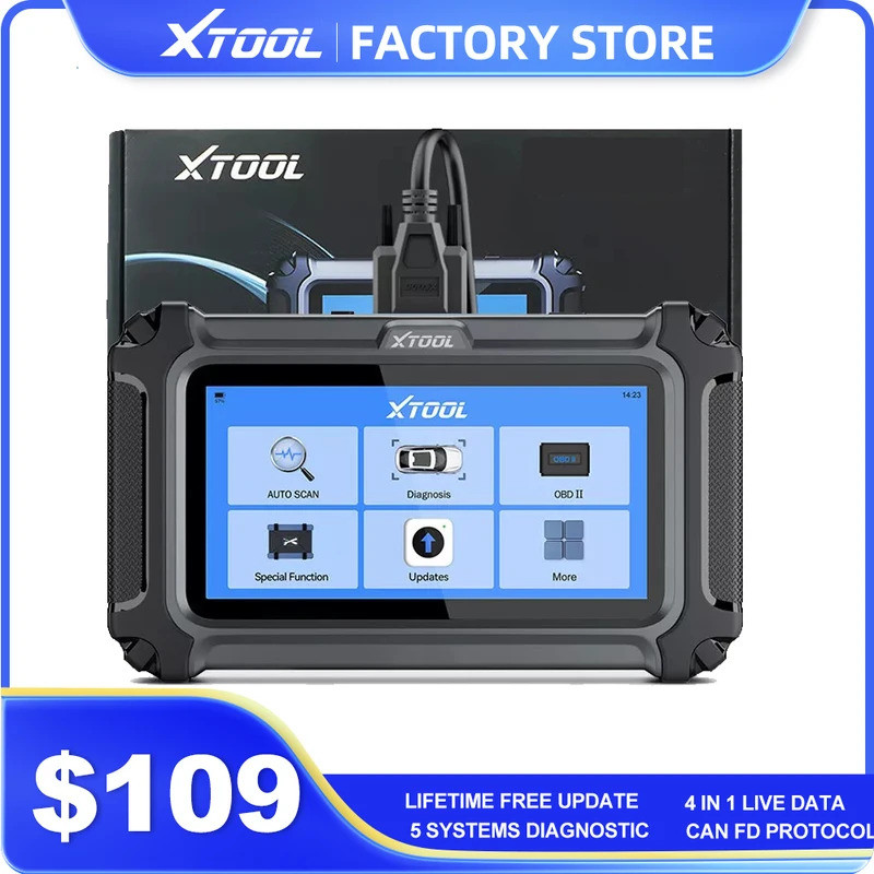 XTOOL D5 Automotive Diagnostic Tool ABS EPB Airbag Engine 5 System OBD2 ...