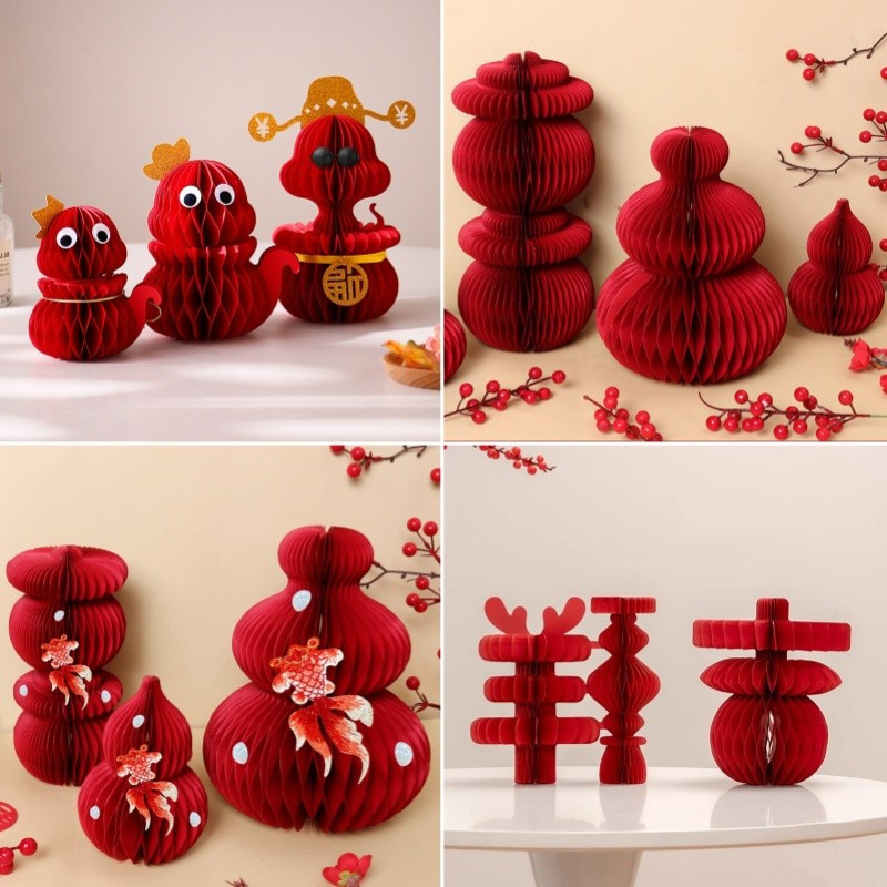 Honeycomb Gourd Desktop Ornament Creative 3D Paper Gourd New Year ...