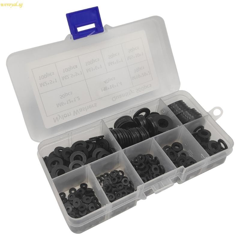 weroyal 500Pcs Nylon Flat Washers for Screws Bolt Black Plastic Washers ...