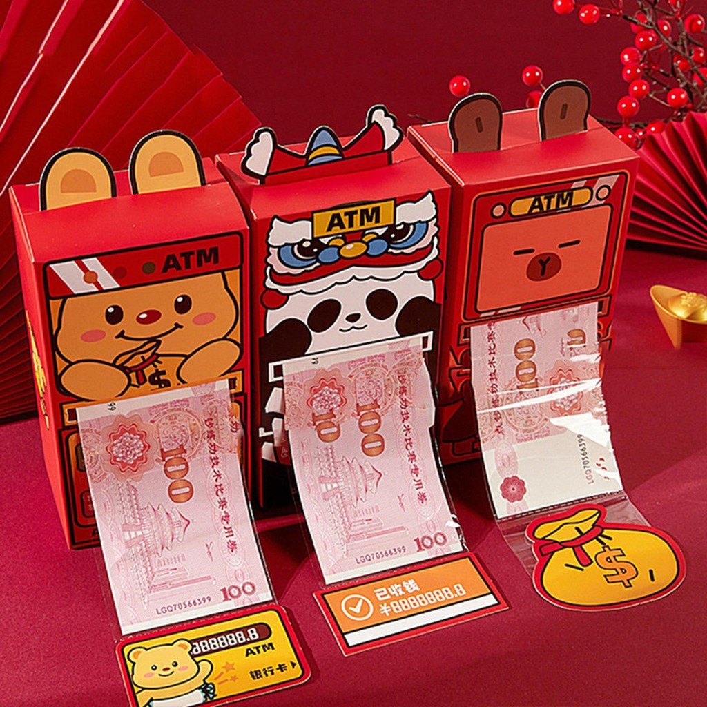 Fun ATM Design Money Packets Cartoon Pull-out Red Packets Money Saving ...