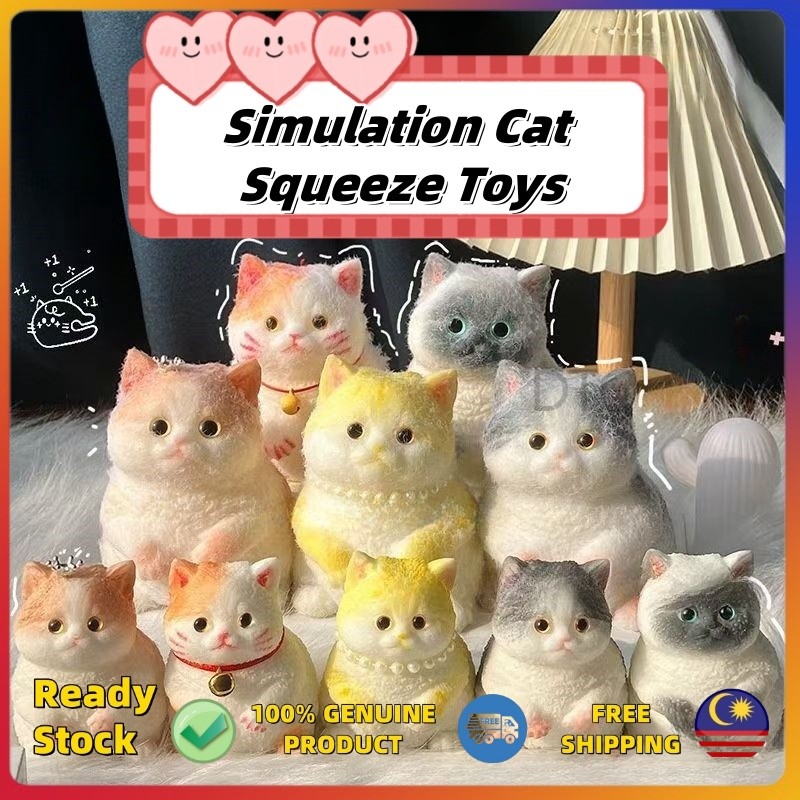 Simulation Cat Squishy Fidget Relief Stress Toy Mochi Taba Flocking ...
