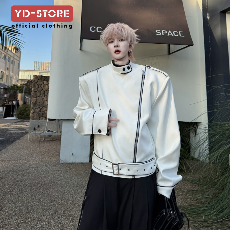 2025 Spring Street Wear Unique Fashion Stand-Up Collar Heterochromatic ...