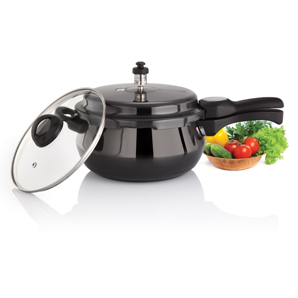 Premier Cucina Trendy Black Aluminium Induction Bottom Pressure Cooker ...