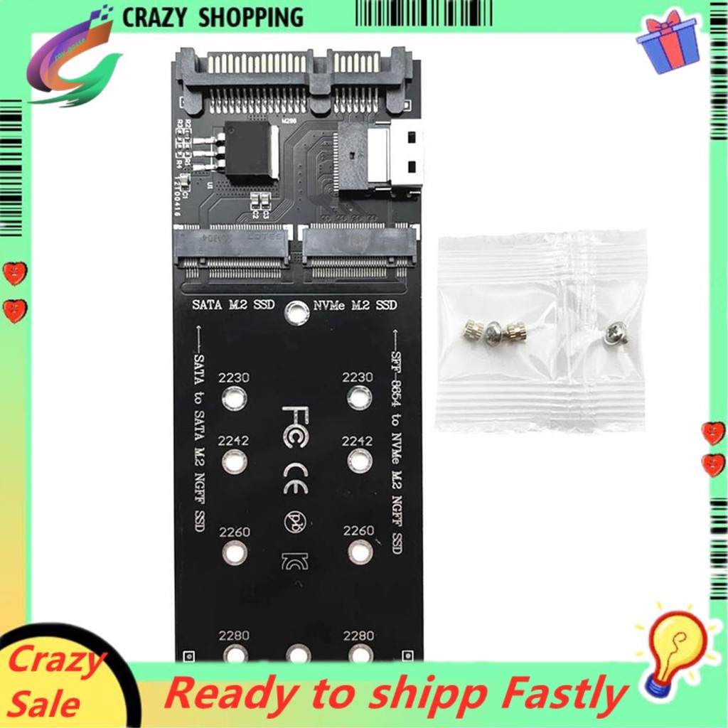 M2 SSD Adapter M.2 SATA Ngff SSD to SATA + M2 NVME SSD to SFF-8654 ...