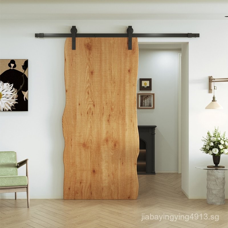 Solid Wood Barn Door Sliding Door Vintage Cloakroom Sliding Door ...