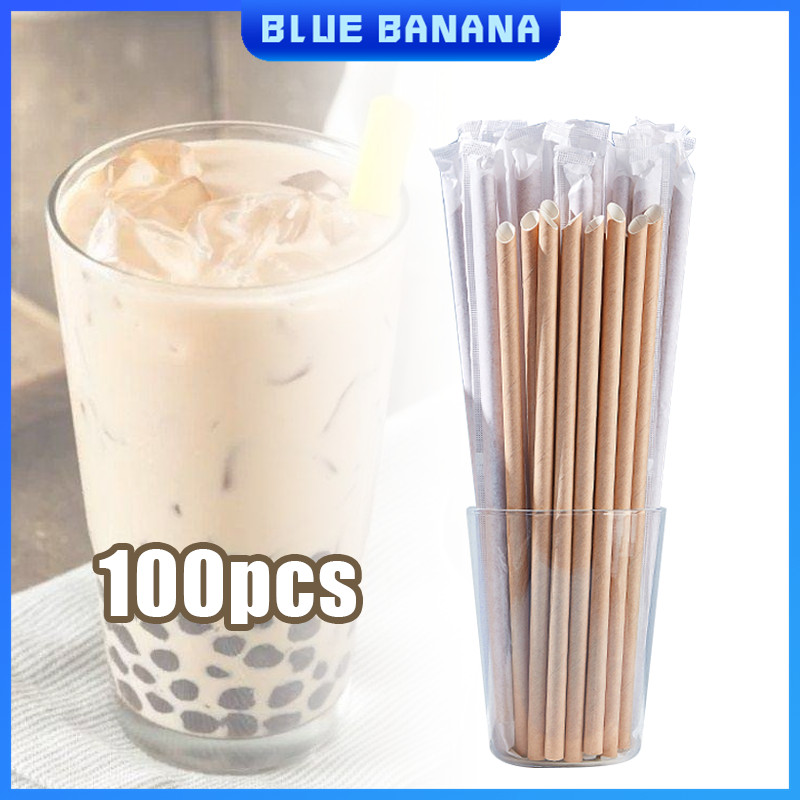 100Pcs 6mm Sugar Cane Straw Biodegradable Sugarcane Straw Individually ...