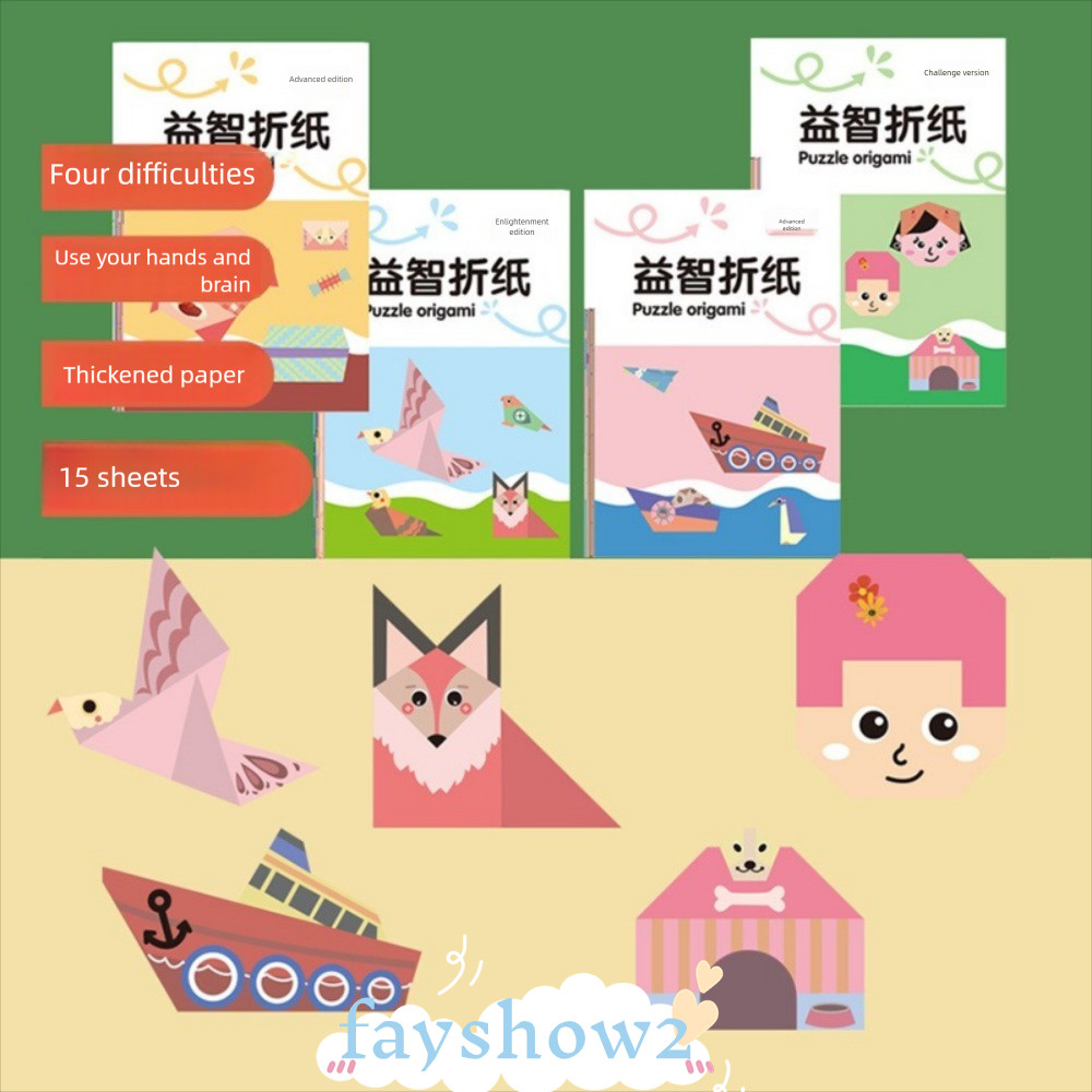 FAYSHOW2 Origami Book, Animals Pattern 15 Sheets Puzzle Origami, Cute ...