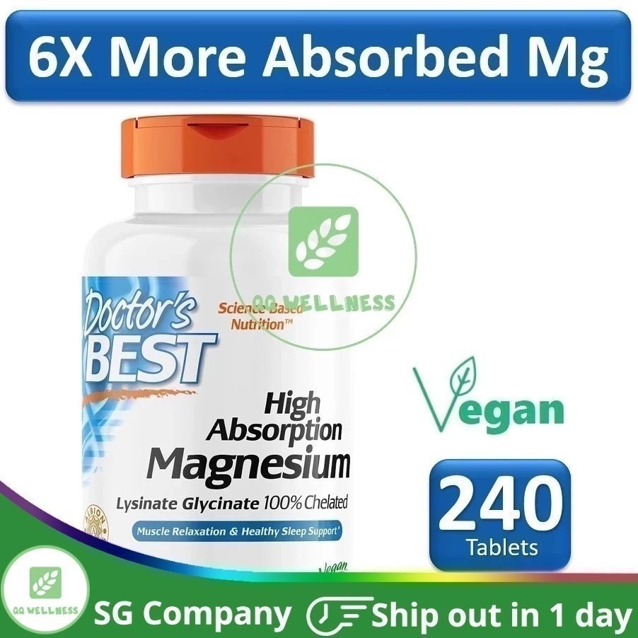 Doctor's Best High Absorption Magnesium Glycinate Lysinate 100mg 120/ ...