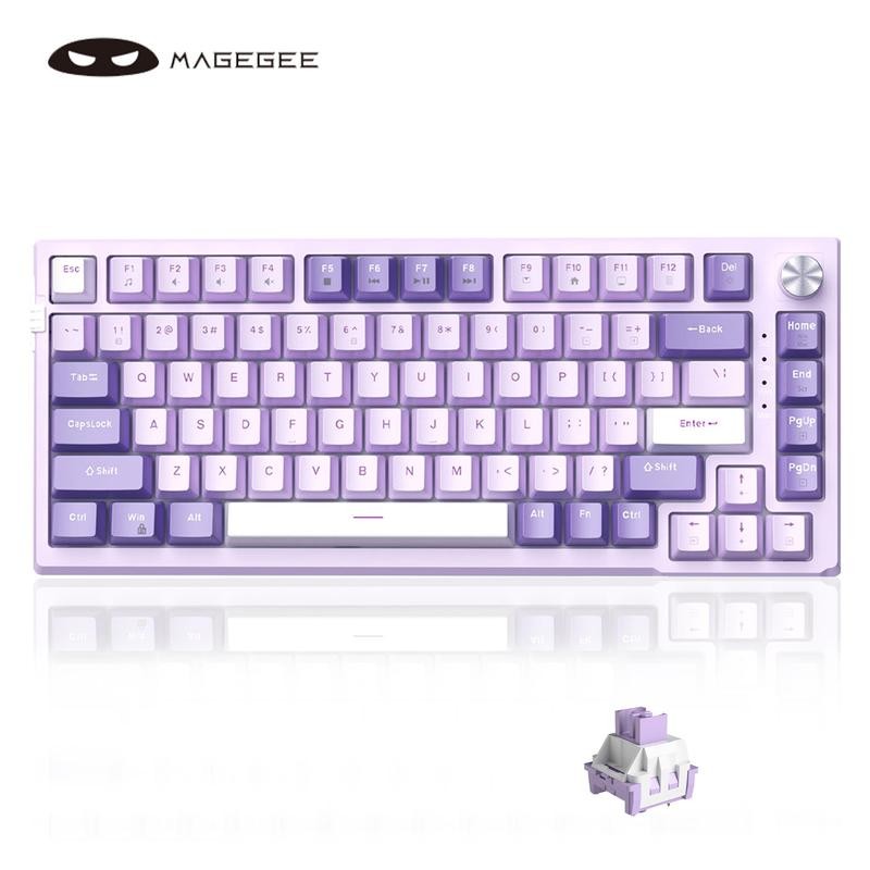 MageGee SKY81 75% Mechanical Gaming Keyboard, Gasket Hot Swappable Wired Custom Creamy Keyboard ...