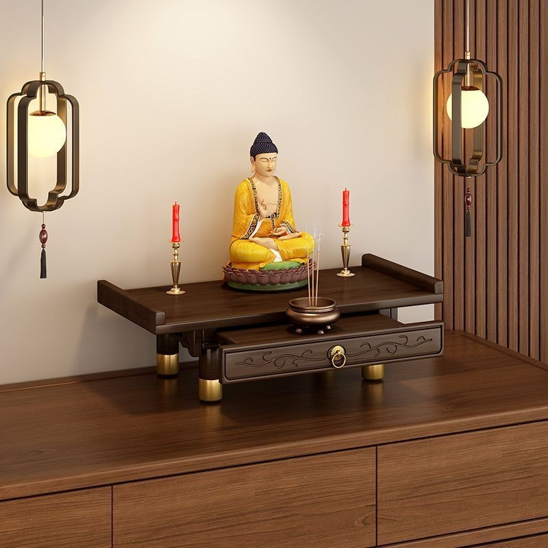 Shrine Wall-Mounted Buddha Shrine Shelf God of Wealth Display Cabinet ...