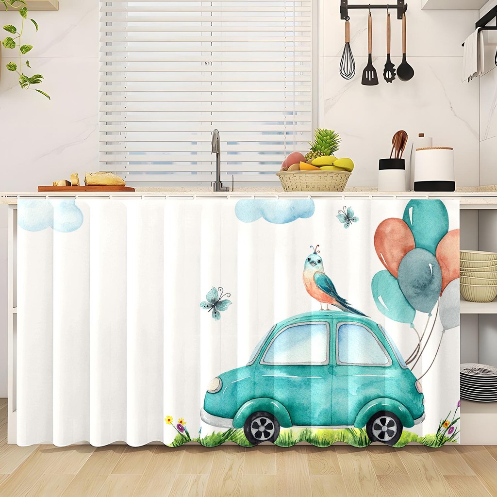 Kids' Watercolor Car Under Sink Curtain - Sliding Track Drape with Hand ...