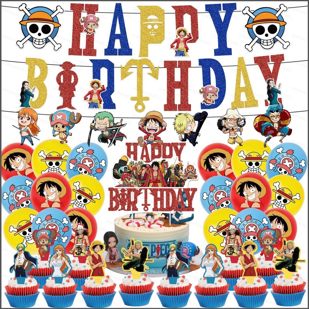 Sta6 One Piece Monkey D Luffy theme kids birthday party decorations ...