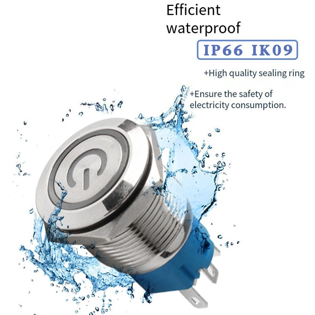 16mm Metal Push Button Switch with Power LED 12-24V latching Button ...