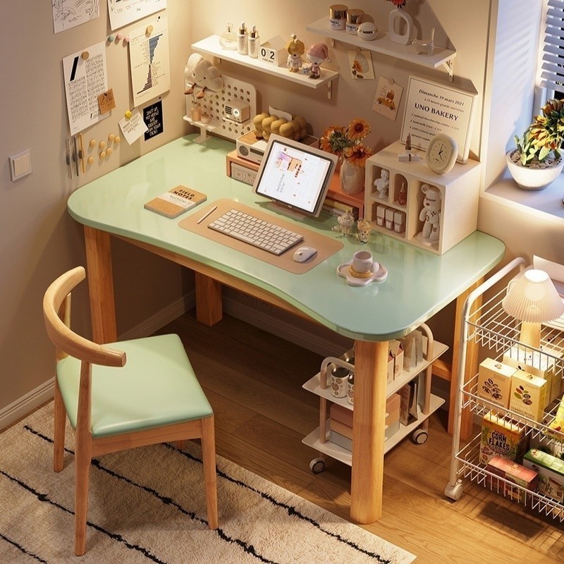 Solid Wood Study Table Bedroom Children Table With Bookshelf Learning ...